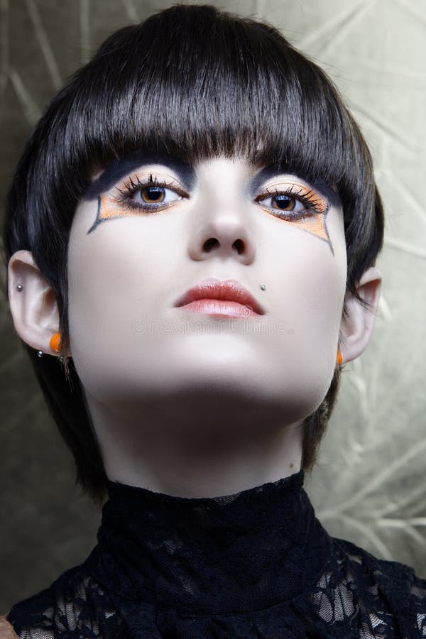 Emo Girl with Avantgard Make-up Stock Photo - Image of dewy, goth: 10502940