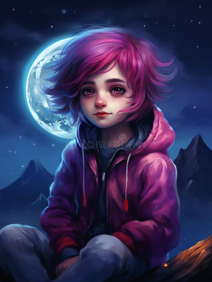 Emo Girl on the Moon Photo Illustration of Emo Stock Illustration ...