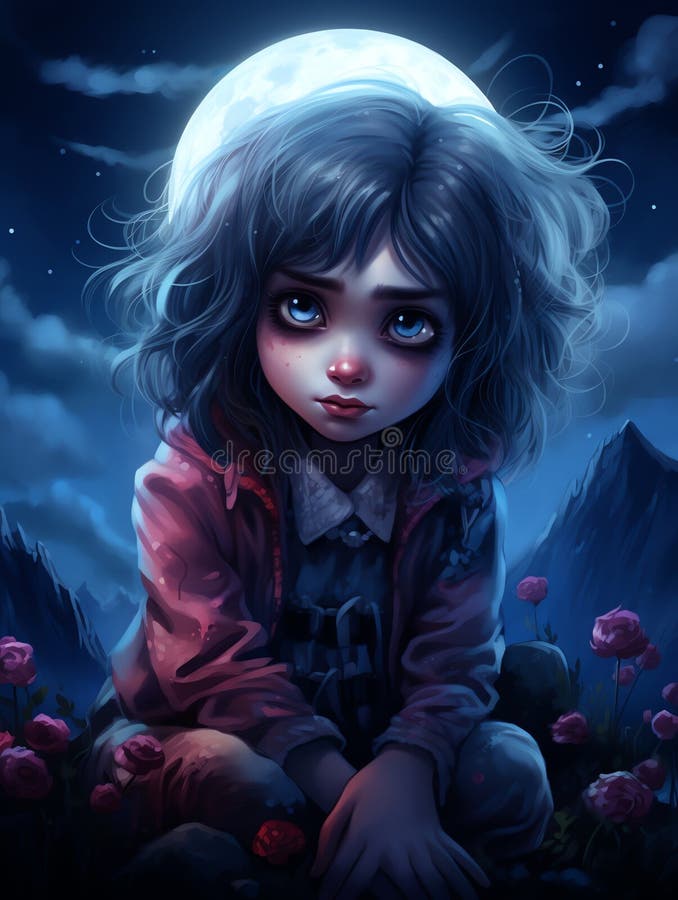 Emo Girl on the Moon Photo Illustration of Emo Stock Illustration ...