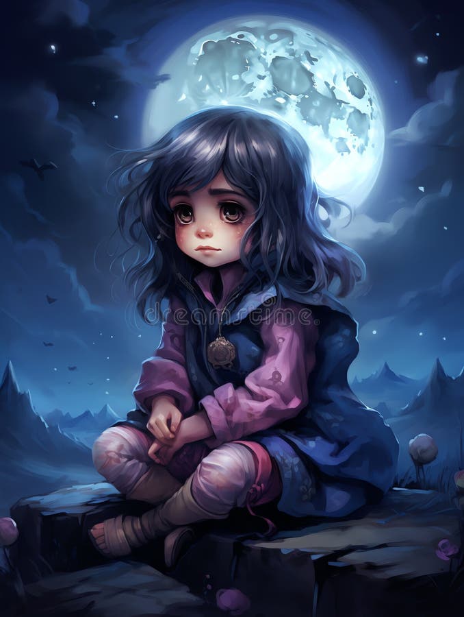 Emo Girl on the Moon Photo Illustration of Emo Stock Illustration ...