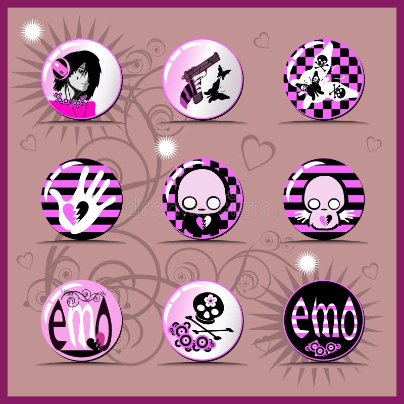 Emo logos stock vector. Illustration of halloween, cartoon - 5542592