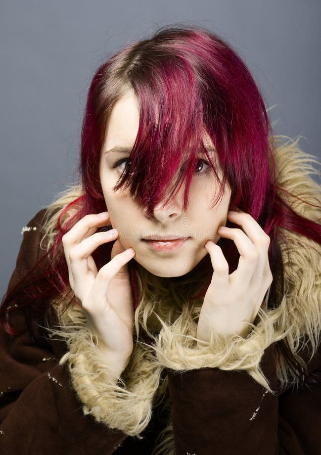 Emo Look Girl with Red Hair Stock Photo - Image of female, freaky: 14543856