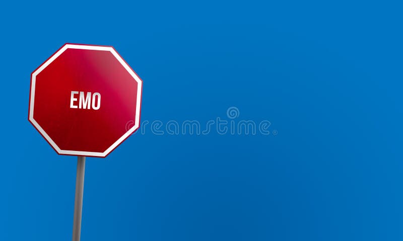 Emo - Red Sign with Blue Sky Stock Illustration - Illustration of ...