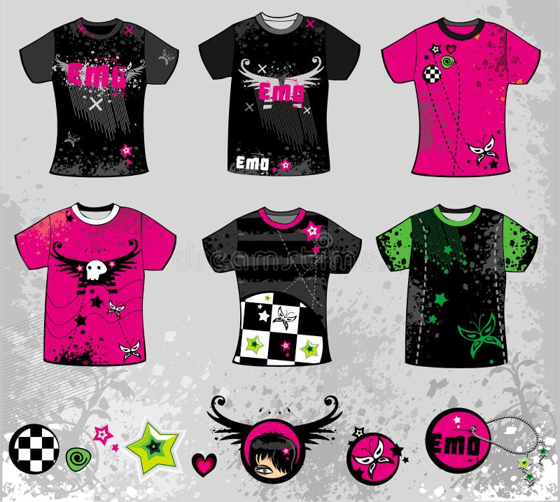 Emo t-shirts stock vector. Illustration of fashion, flower - 4771588