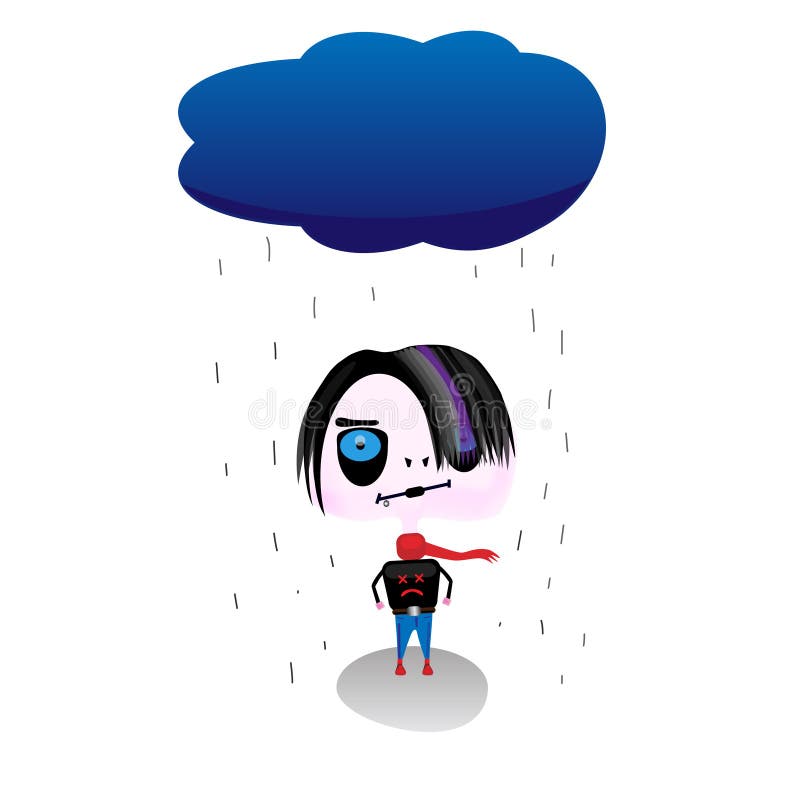 Emo triste. Vector. ilustración del vector. Ilustración de adolescente ...