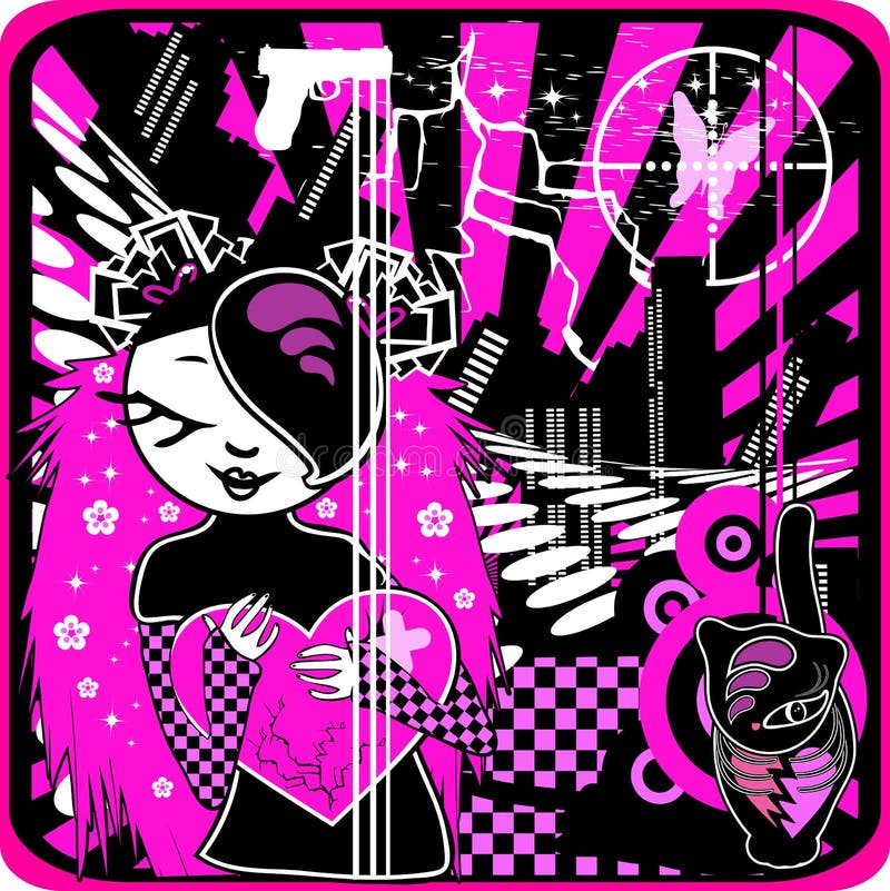 Emo y corazón ilustración del vector. Ilustración de pistola - 4950179