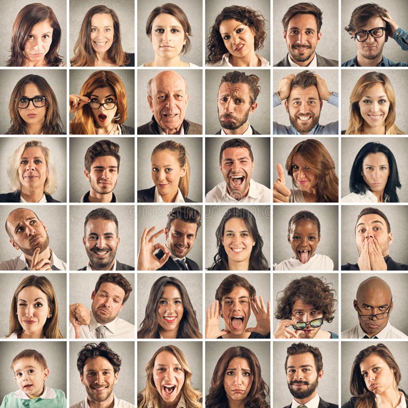 Collage De Las Expresiones Y De Las Emociones Del Hombre Joven Imagen ...