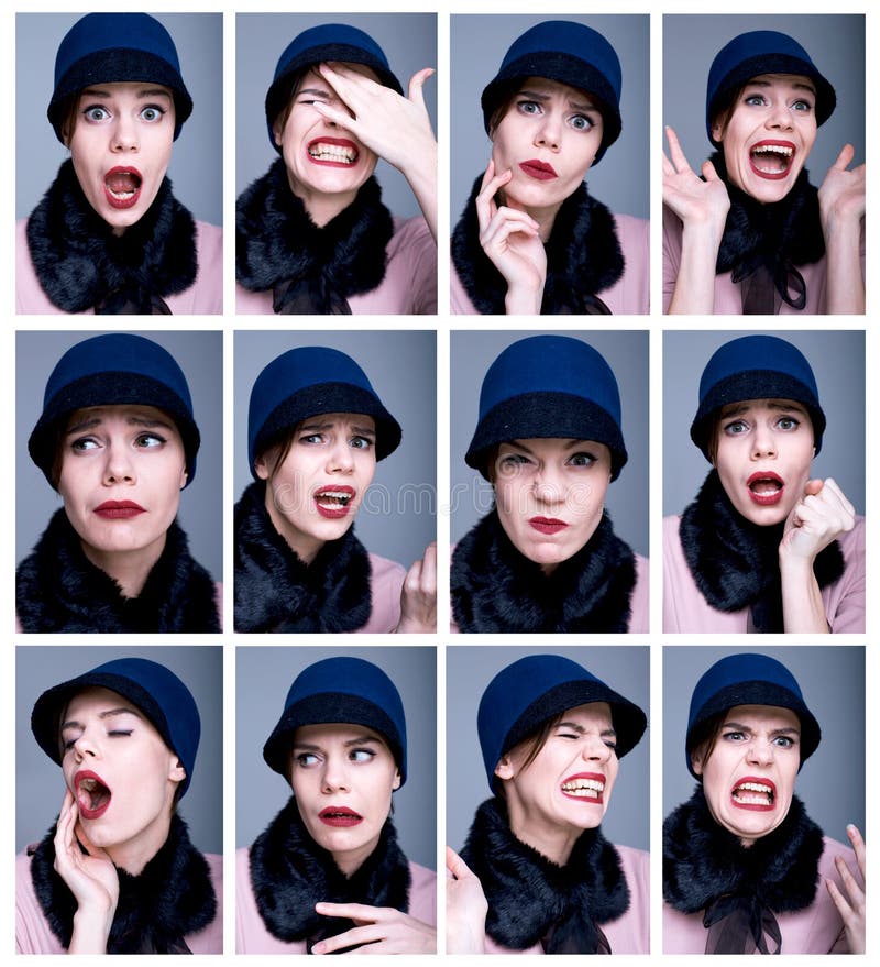 Collage De Las Expresiones Y De Las Emociones Del Hombre Joven Imagen ...