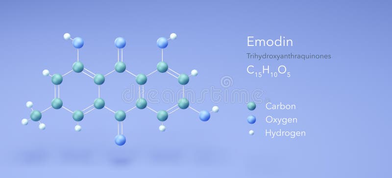 Emodin Molecule, Molecular Structures, Anthraquinone Family, 3d Model ...
