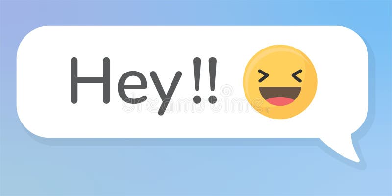 Hey Message Bubble with Laughing Emoji Stock Illustration ...