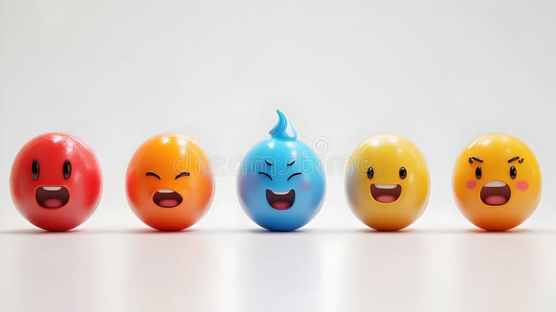 Emoji Balls with Different Expressions on White Background Stock ...