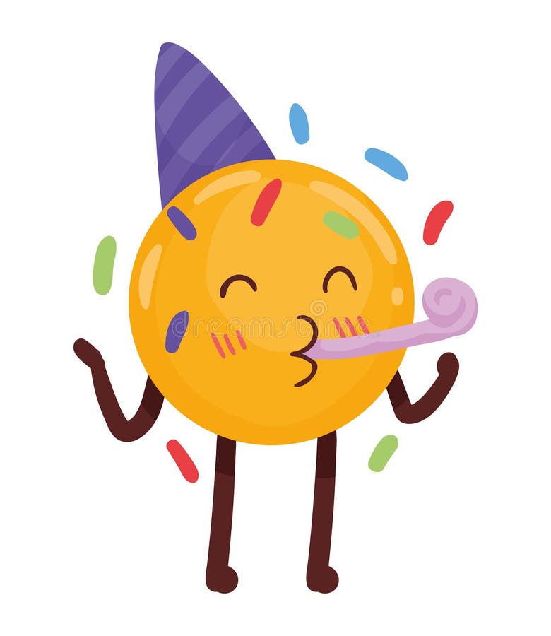 Emoji Celebrating with Cornet Stock Vector - Illustration of cornet ...