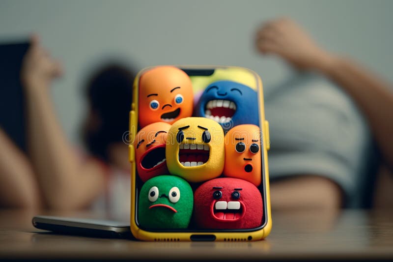 Emoji Characters Playing Phone Illustration Generative AI Stock ...