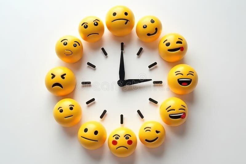 Emoji Clock Showcasing Diverse Expressions Stock Illustration ...