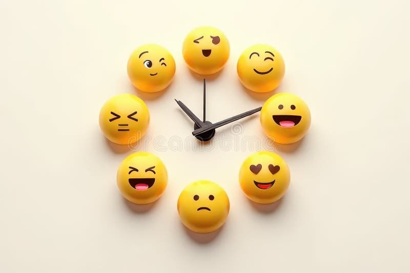 Emoji Clock Showcasing Diverse Feelings Stock Illustration ...
