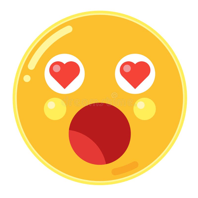 Emoji Des Erstaunens Mit Liebes-Herz-Augen Im Flachen Design-Vektor ... Emoji Des Erstaunens Mit Liebes-Herz-Augen Im Flachen Design-Vektor ...