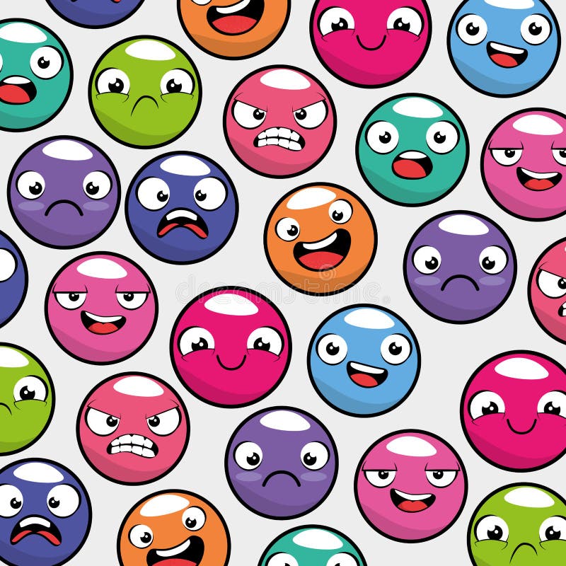 Emoji Emoticon Seamless Pattern Background Stock Vector - Illustration ...