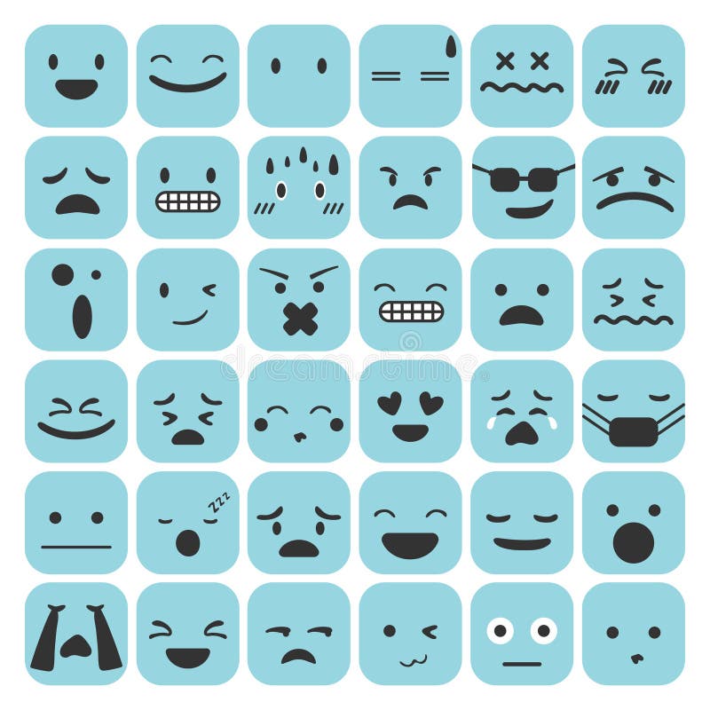 Emoji Emoticons Set Face Expression Feelings Collection Vector Stock ...