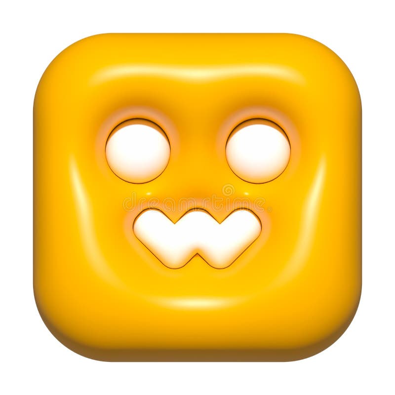 Emoji Face 3d Icon Yellow, 3d Emoji Square Face Stock Illustration ...