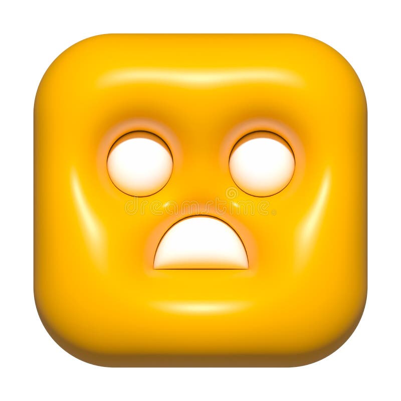 Emoji Face 3d Icon Yellow, 3d Emoji Square Face Stock Illustration ...