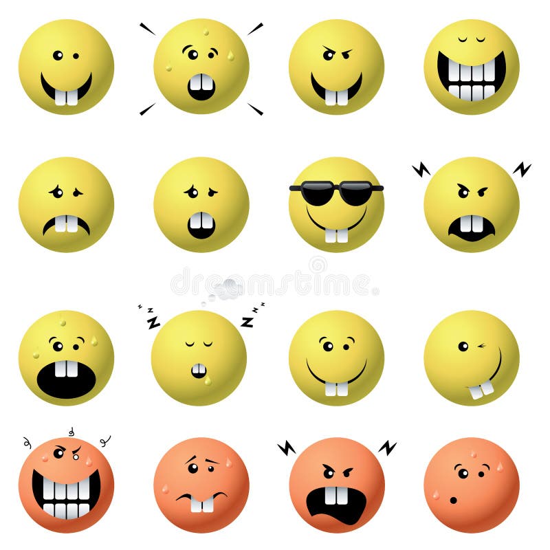 Emoji Icon Set. 16 Emotional Faces in this Set. Stock Vector ...