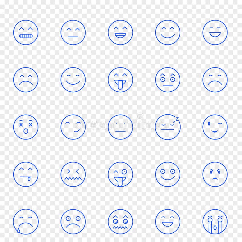 Emoji Icon Set. 25 Vector Icons Pack Stock Illustration - Illustration ...
