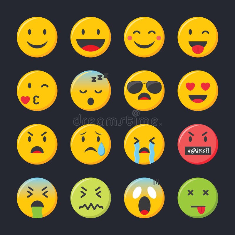 Emoji Icons Set. Emoticons Collection Vector Illustration Stock Vector ...