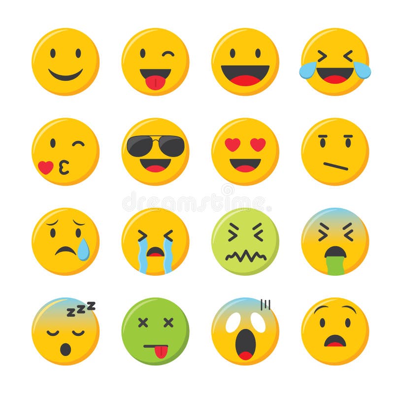 Emoji Icons Set. Emoticons Collection Vector Illustration Stock Vector ...