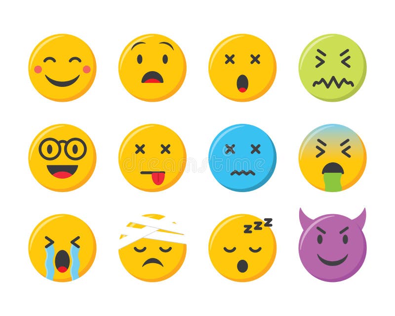 Emoji Icons Set. Emoticons Collection Vector Illustration Stock Vector ...