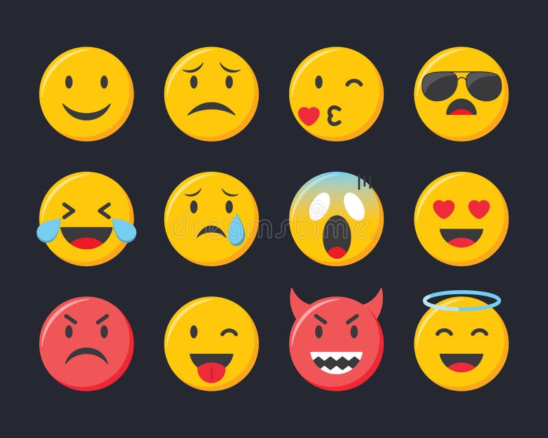 Emoji Icons Set. Emoticons Collection Vector Illustration Stock Vector ...