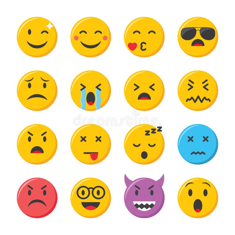 Emoji Icons Set Emoticons Collection Vector Illustration Stock Vector