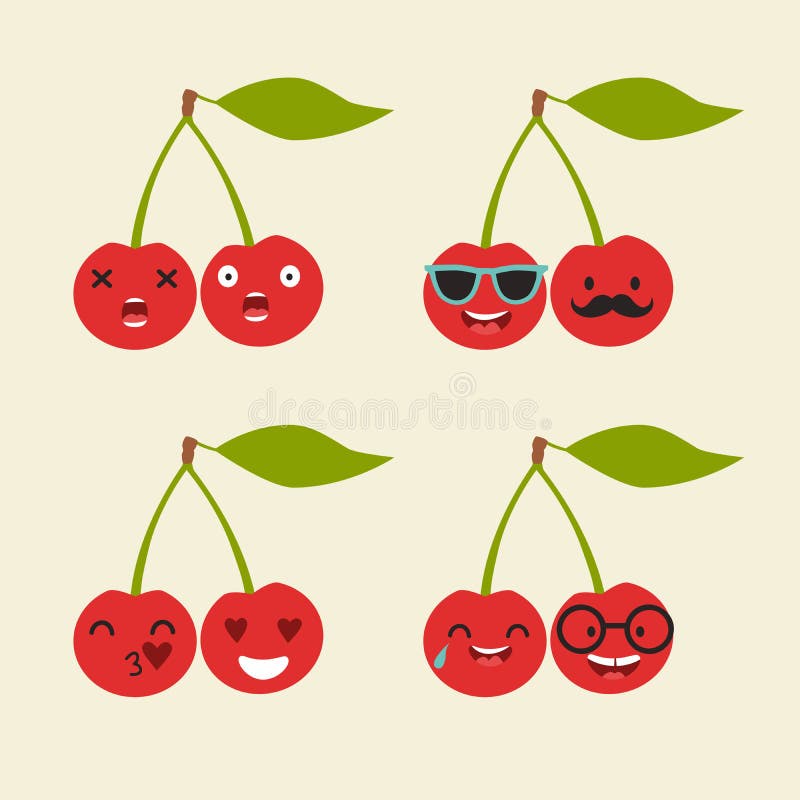 Emoji-Kirschvektor vektor abbildung. Illustration von kirsche - 87003273