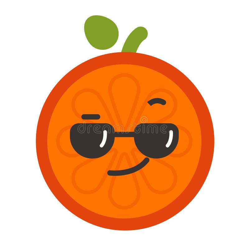 Emoji - Naranja Fresca Con Las Gafas De Sol Vector Aislado Ilustración ...
