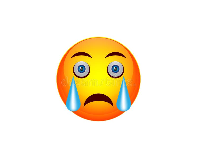 Emoji Sad Crying with Big Eyes Realistic Face Expression Stock Vector ...