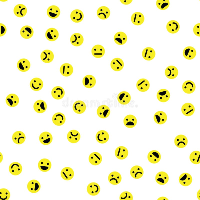 Emoji Seamless Pattern Background. Simple Smile Yellow Emoticons Stock ...