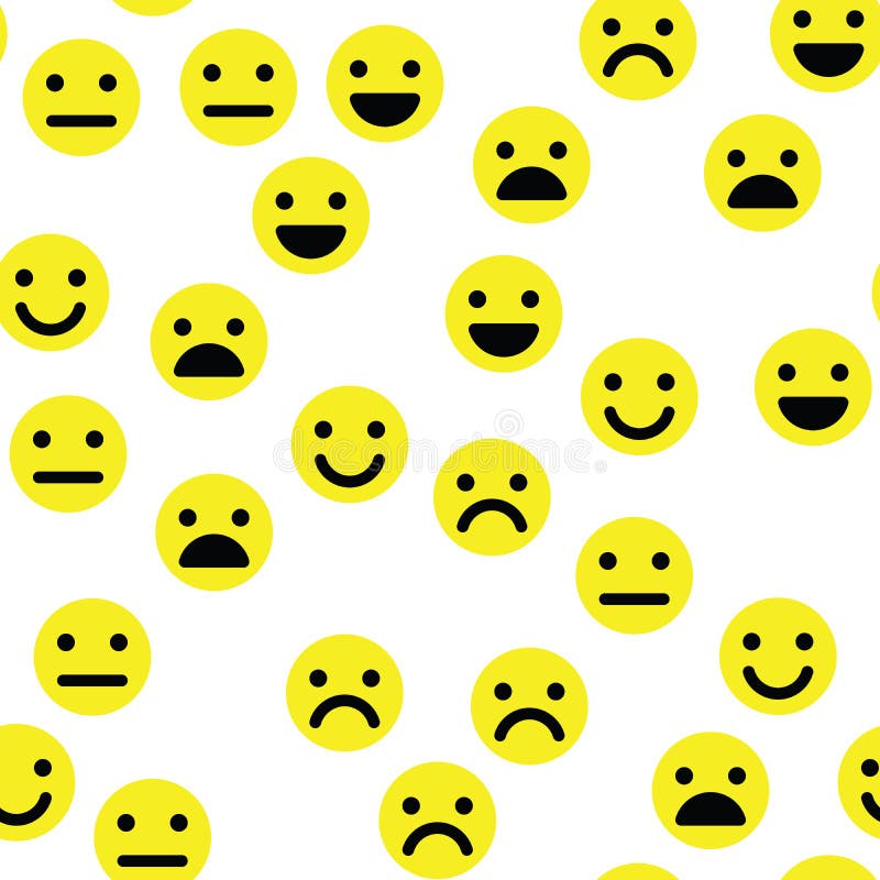 Emoji Seamless Pattern Background. Simple Smile Yellow Emoticons Stock ...