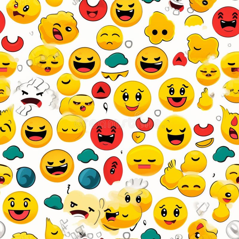 Emoji Seamless Pattern Design Stock Illustration - Illustration of ...