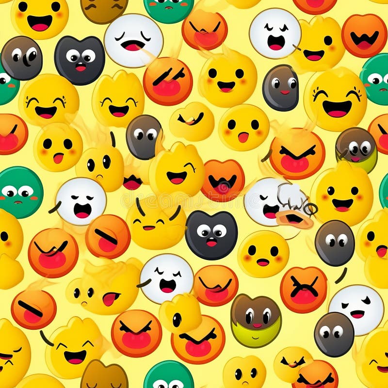 Emoji Seamless Pattern Design Stock Illustration - Illustration of text ...