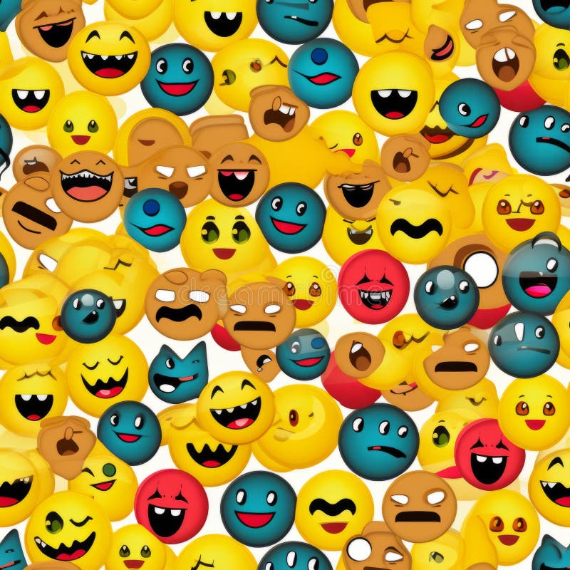 Emoji Seamless Pattern Design Stock Illustration - Illustration of ...