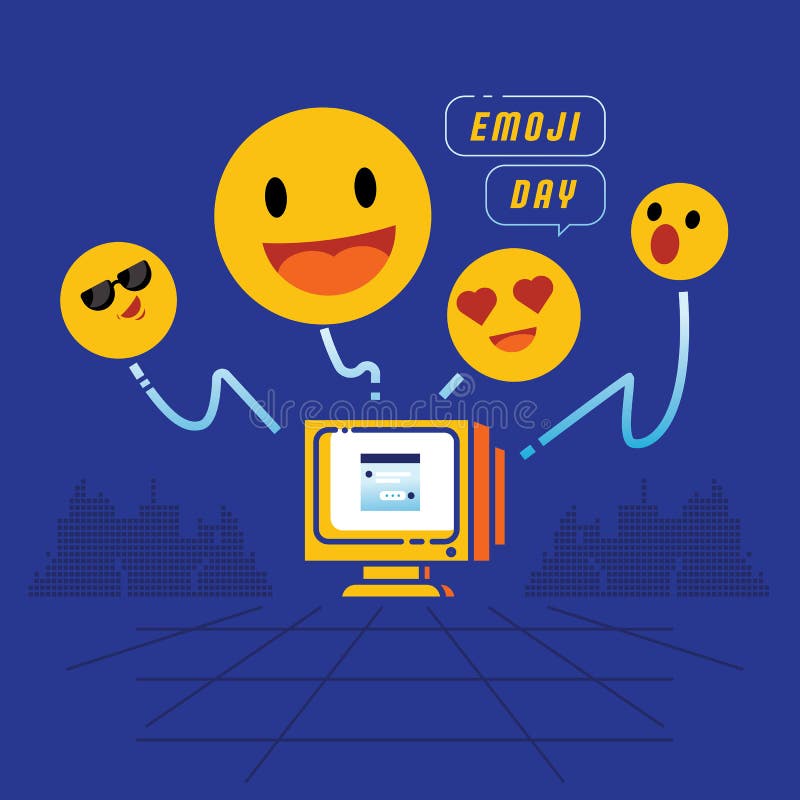 Emoji Sending from Desktop Computer Stock Vector - Illustration of cool ...