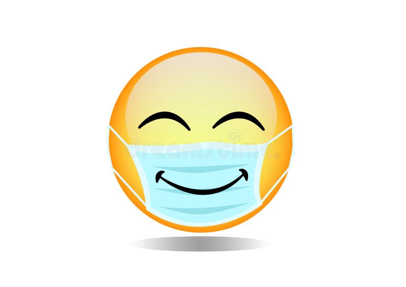Emoji Smile Face with White Surgical Mask Stock Vector - Illustration ...