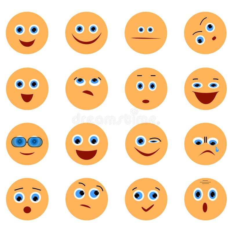 Emoji Smiley Faces in Flat Design Vector Stock Vector - Illustration of ...