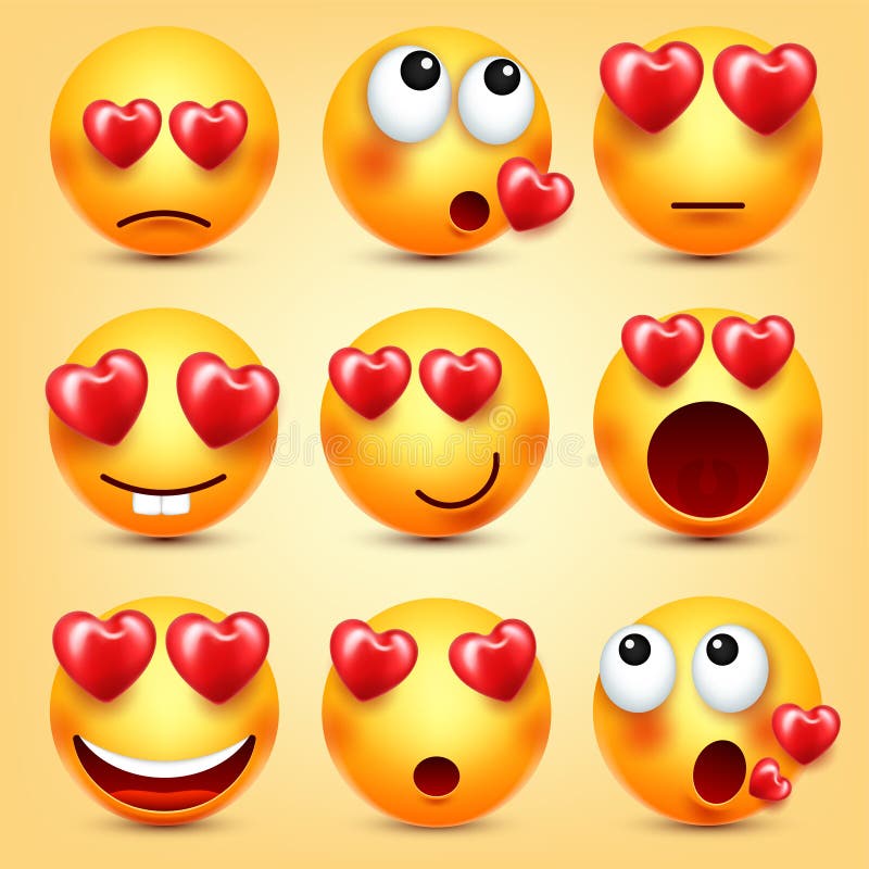 Valentines Day Smiley Emoji With Heart Love February 14 Stock