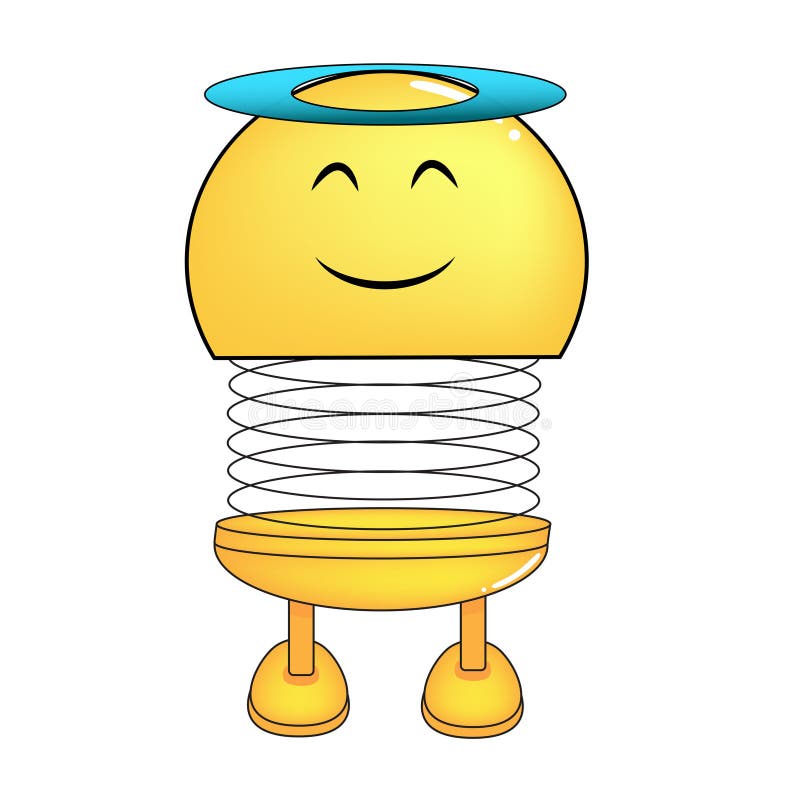 Vector Illustration of Spiral Emoticon with Body and Legs. Forced Smile ...