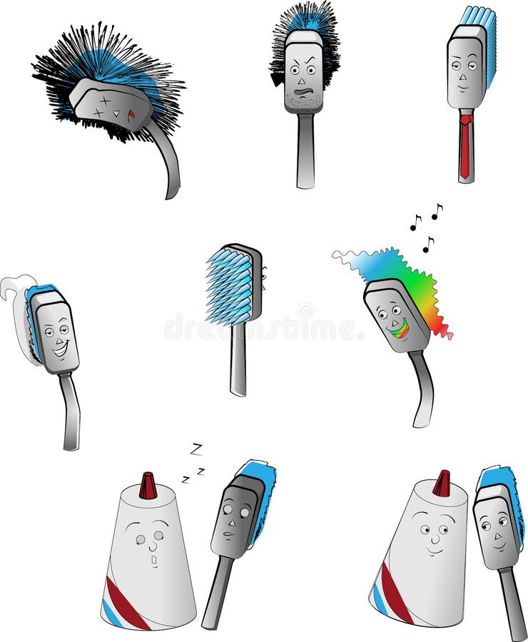 Toothbrush Emoji Characters Vector Design. Day and Night Teeth Brushing ...