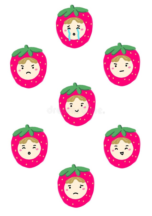 Emoji of a strawberry man stock illustration. Illustration of ...