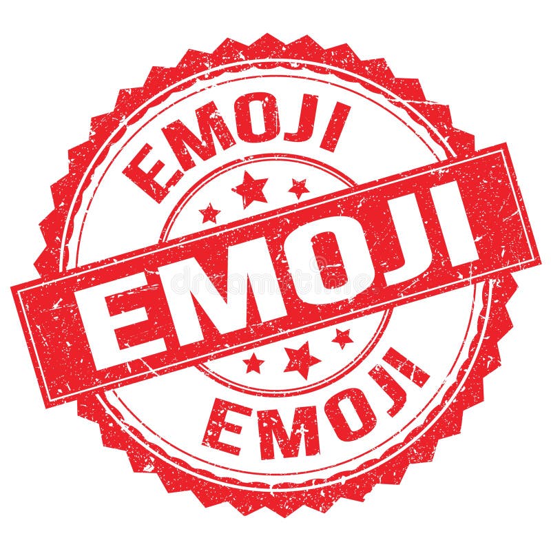 EMOJI Text on Red Round Stamp Sign Stock Illustration - Illustration of ...