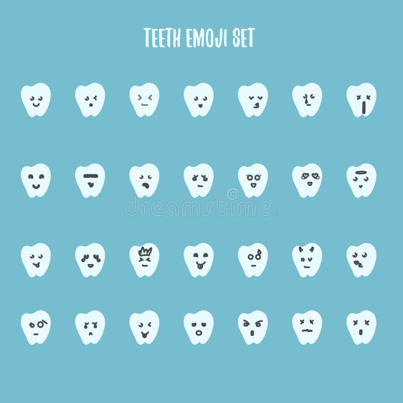 Emoji Tooth Set with Different Emotions - Angry, Happy, Smile Stock ...