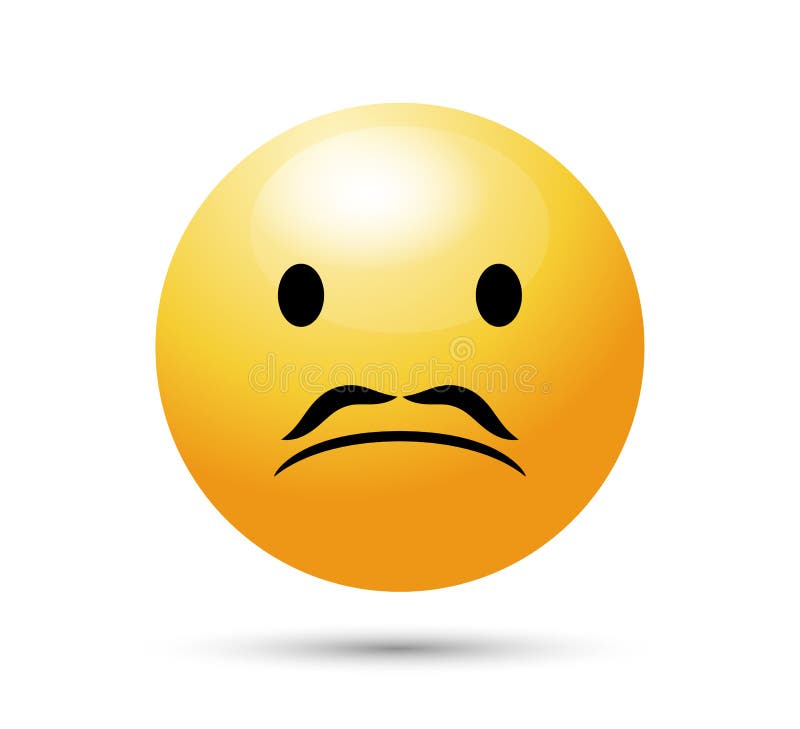 Sad Emoji. Wrong Emotion with Mustache Hurt Emoticon Ilustração do ...