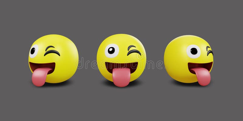 Emoji Yellow Face and Emotion Facial Expression with Clipping Path. 3d ...